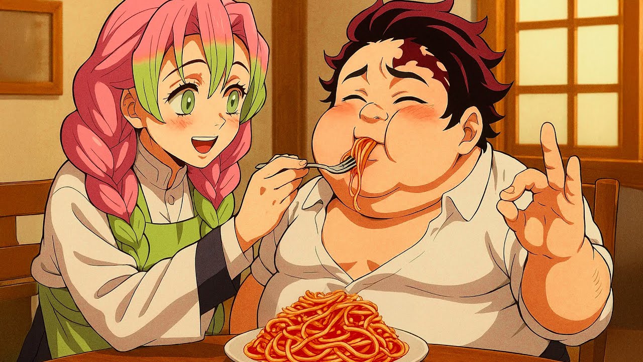 Mitsuri Kanroji cooked Italian spaghetti for Tanjiro 🍝 Tanjiro Kamado ...