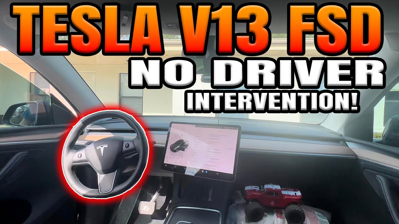 Tesla Drives With No Driver Input On Roadway! V13 full self driving ...