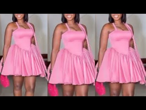 How to Cut this Stylish Bustier Basque Dress with Gathers - YouTube