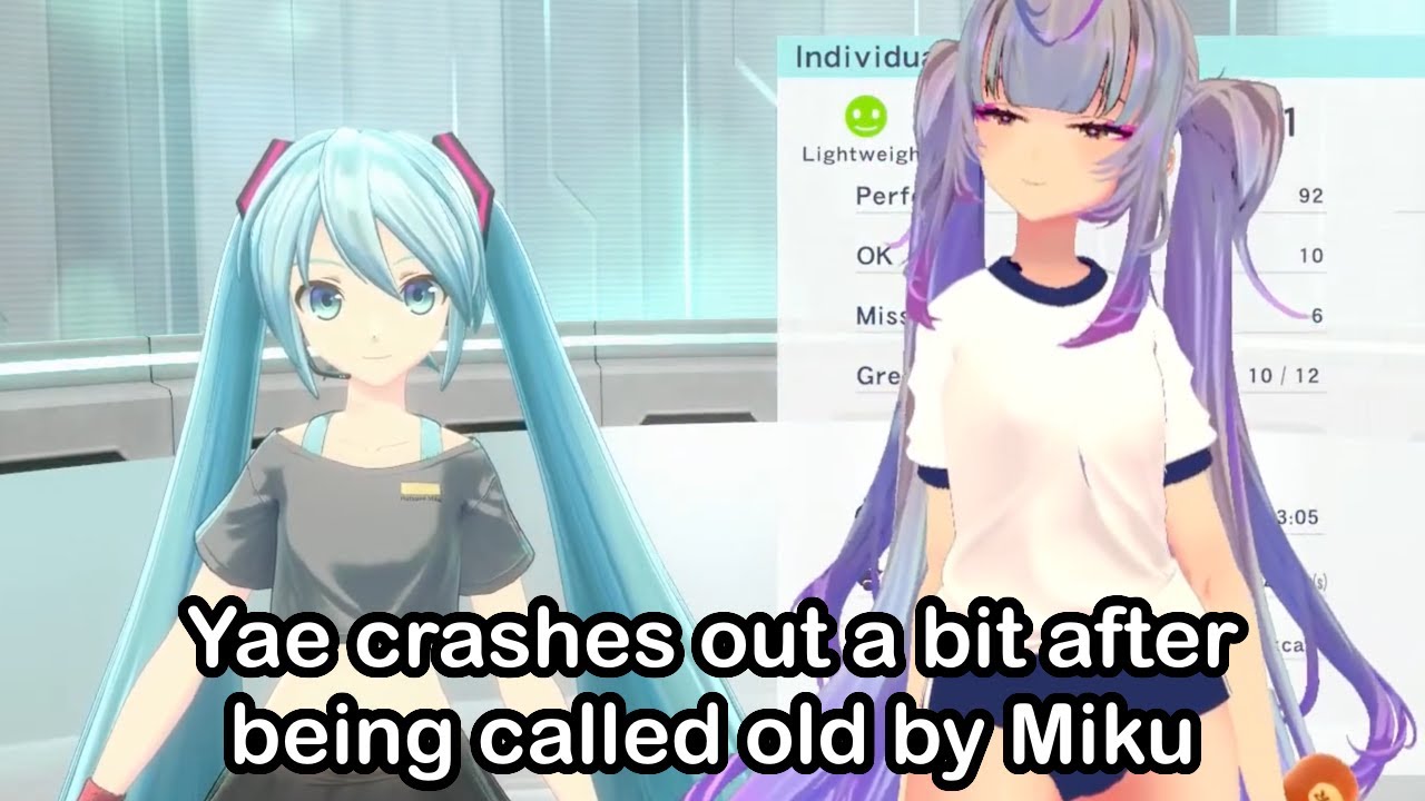 Yae crashes out a bit after being called old by Miku - YouTube