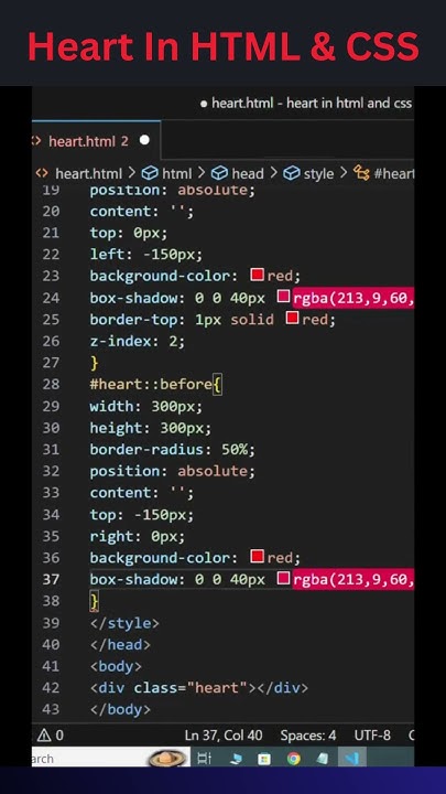 Heart In Html And Css Shortvideo Htmlcss2023 Youtube
