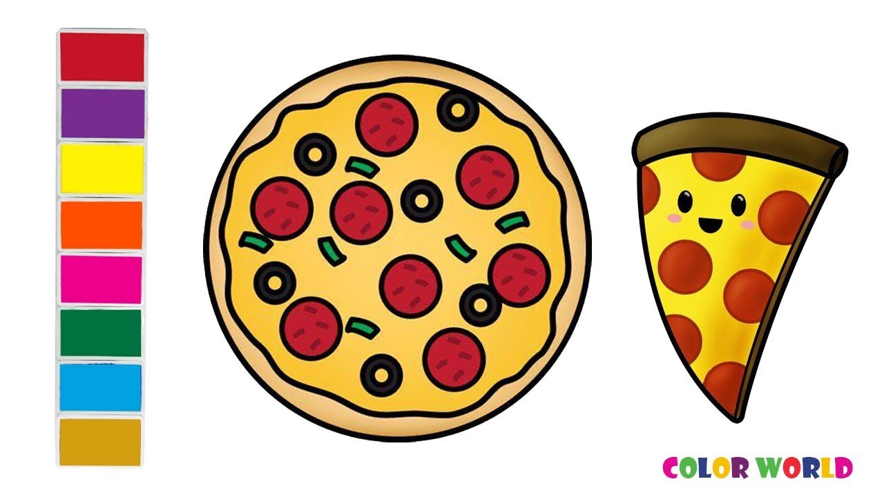 Pizza Drawing | Coloring & Drawing Pizza Step By Step for Kids and ...