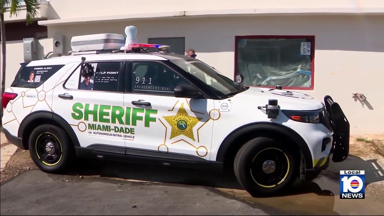 Miami-Dade Sheriff's Office debus fully autonomous patrol vehicle - YouTube