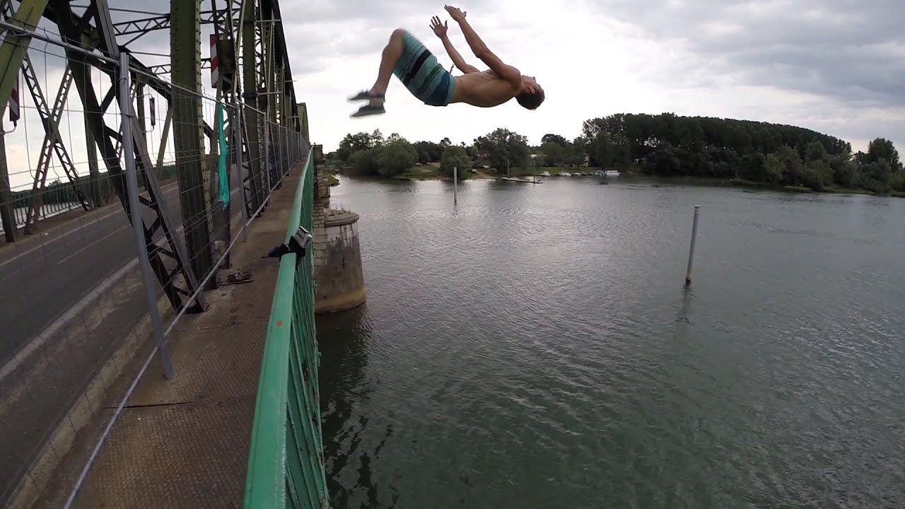 triple backflip from a bridge - YouTube