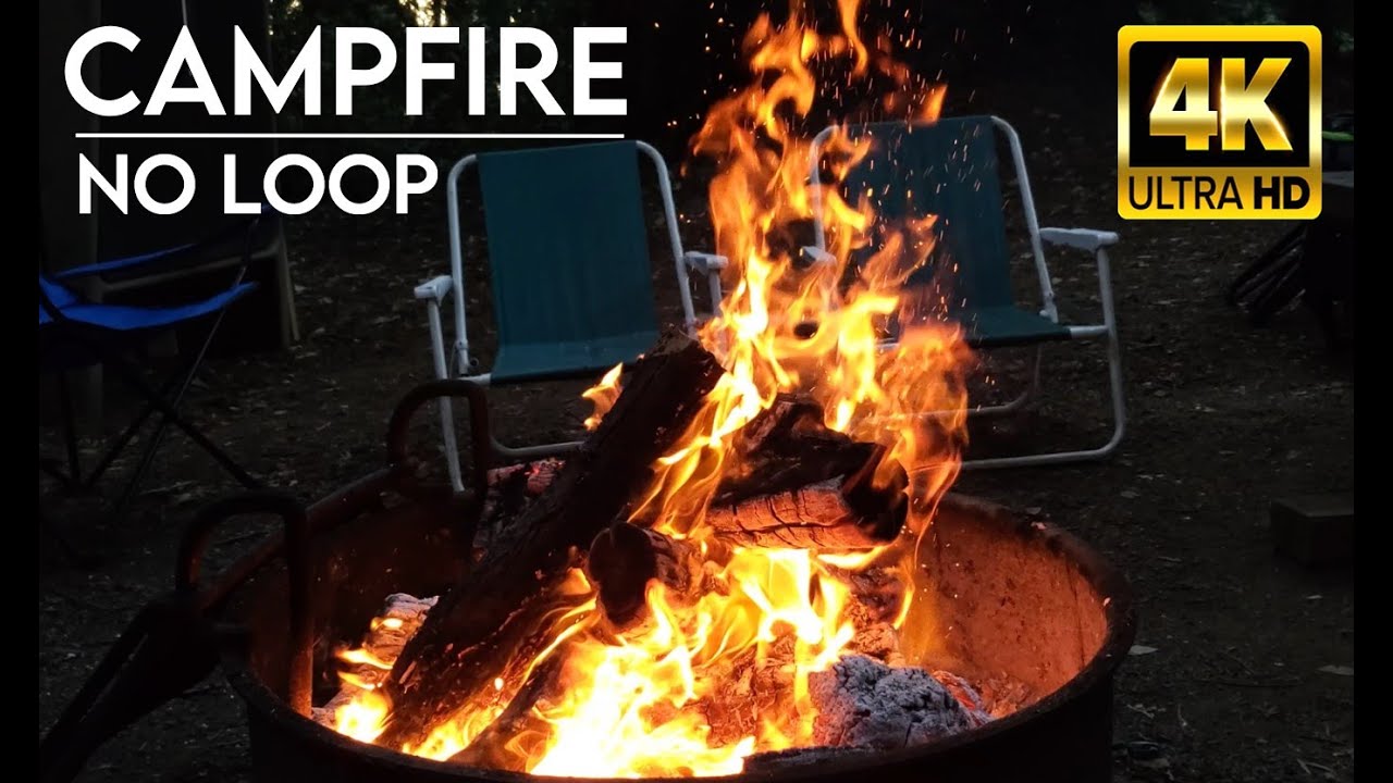 🔥Fireplace No Loop. Relaxing Campfire Burning Sounds. For Sleep, Study ...