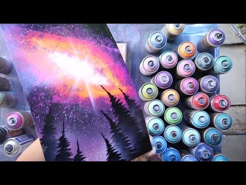 Nebula above forest GLOW IN DARK - SPRAY PAINT ART by Skech - YouTube