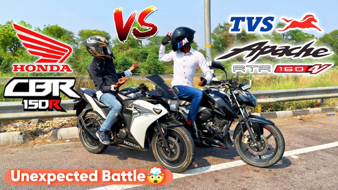 TVS Apache RTR 160 4v VS Honda CBR 150R Drag Race | Top Speed ...