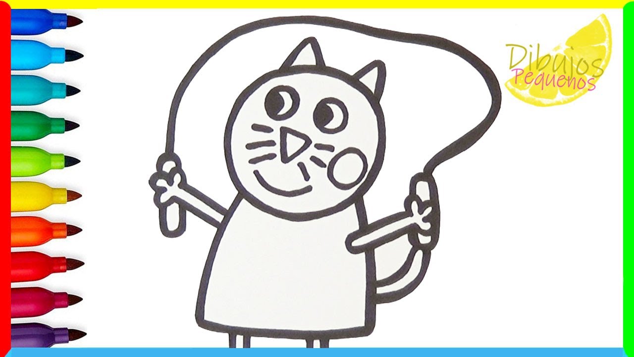 Candy el Gato con una cuerda para saltar - Dibujar y colorear para ...