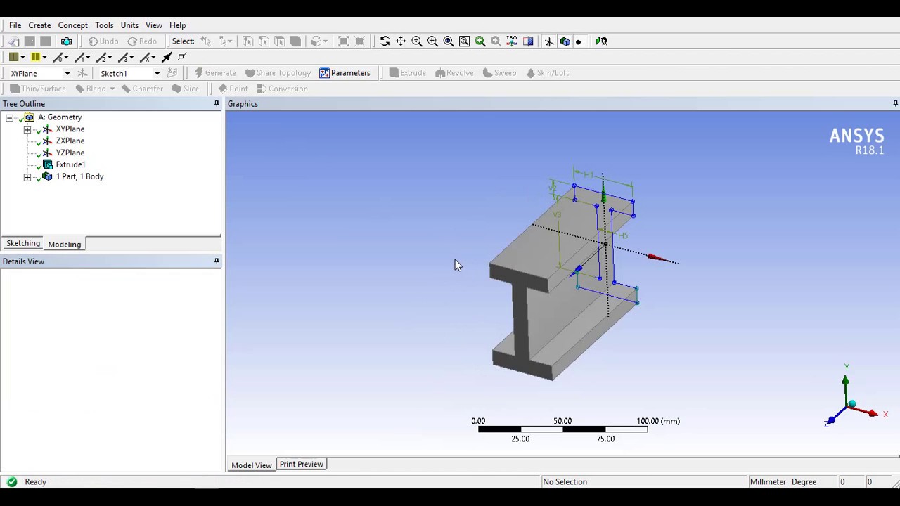 How to create I section in Design Modeler in different Ways. - YouTube