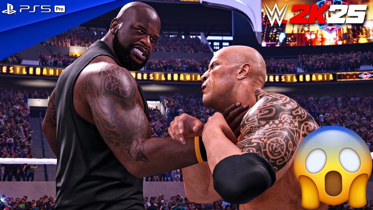 WWE 2K25 - Shaquille O'Neal vs. The Rock - Full Match at WrestleMania ...
