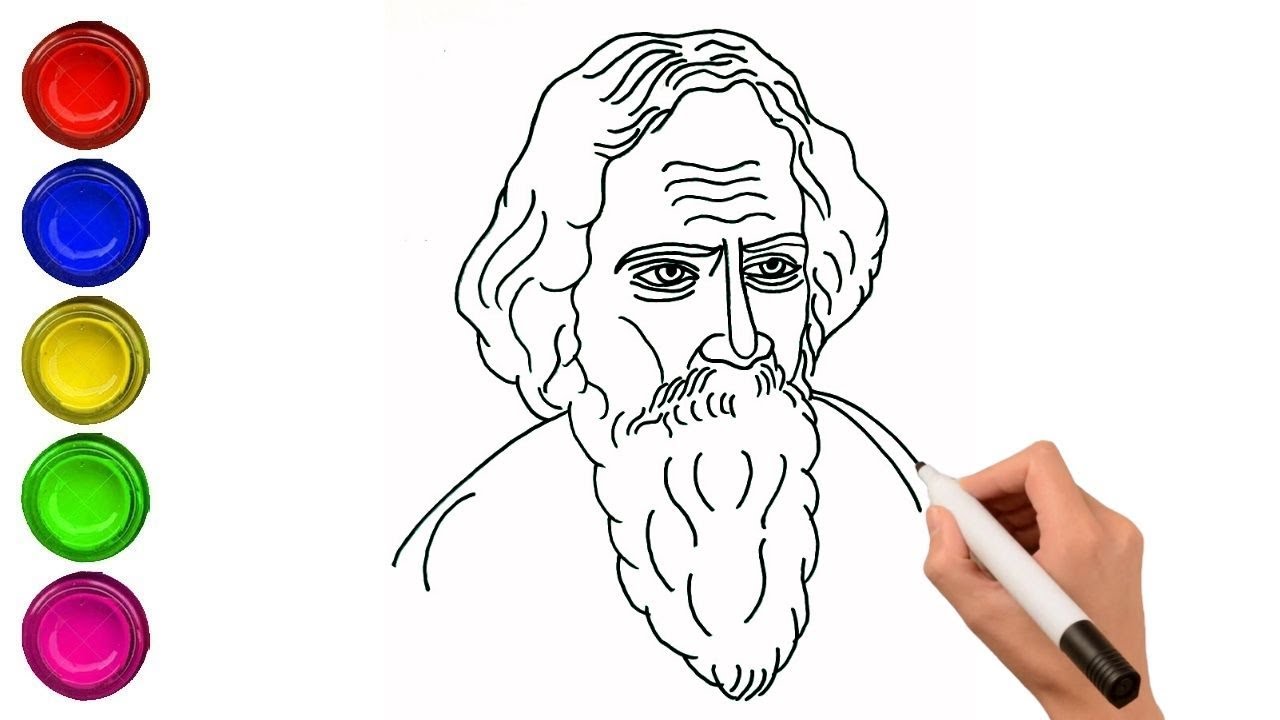 Now learn to Rabindranath Tagore drawing and coloring for kids ...