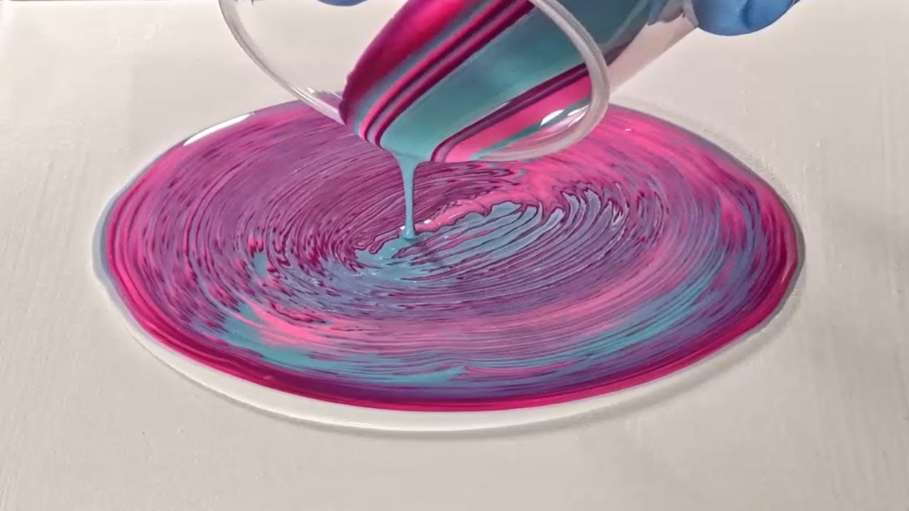 Fluid Acrylic Pour Painting | Shocking Pink - YouTube