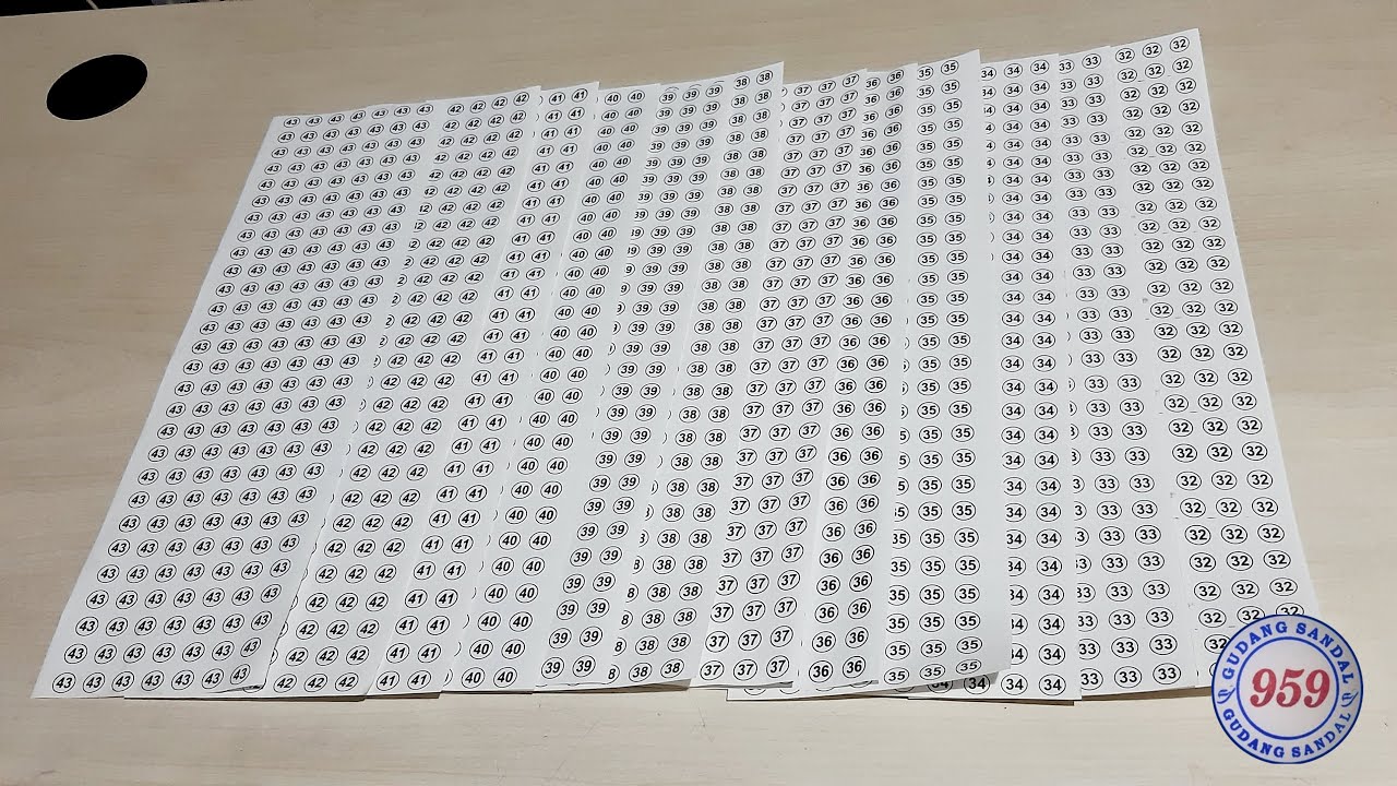 STIKER NOMOR TEMPEL SIZE SENDAL - YouTube