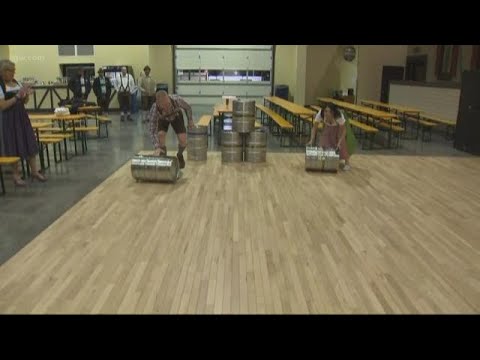 2018 Mt. Angel Oktoberfest: Keg Rolling - YouTube
