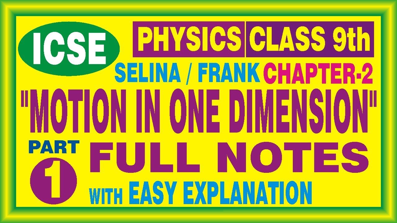 ICSE PHYSICS CLASS 9 CHAPTER 2/ MOTION IN ONE DIMENSION/ FULL NOTES ...