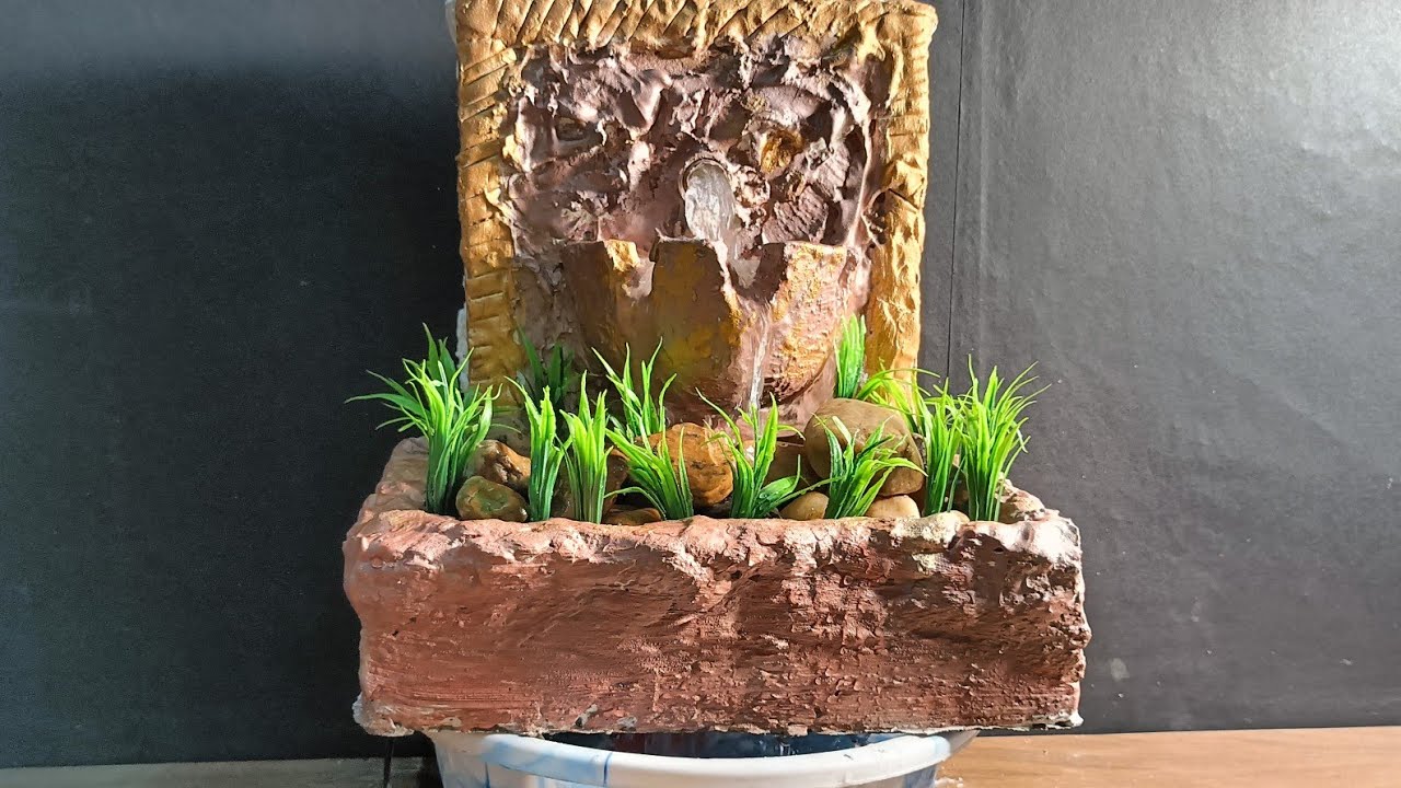 Diy simple waterfall making beautiful water fountain - YouTube
