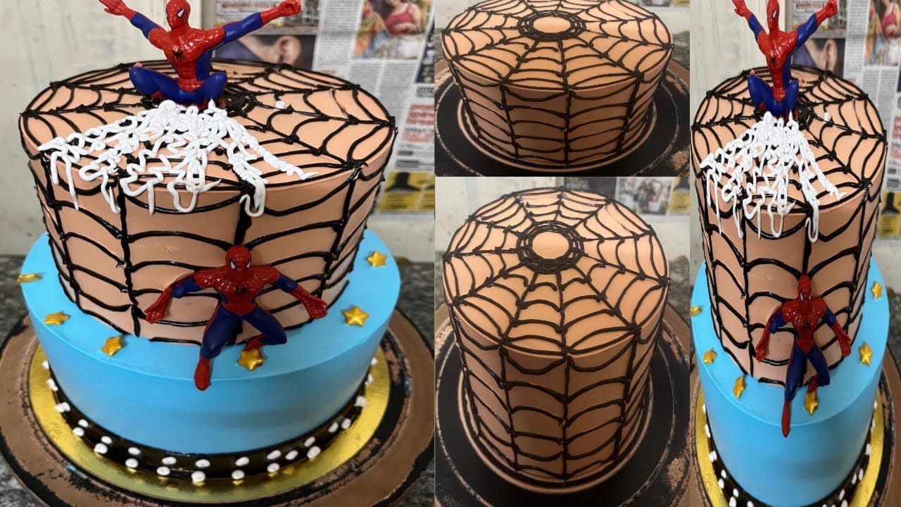 2 tier ka Spider-Man cake ] 3 kg Ka cake ] 2 step me😍how to make a 2 ...