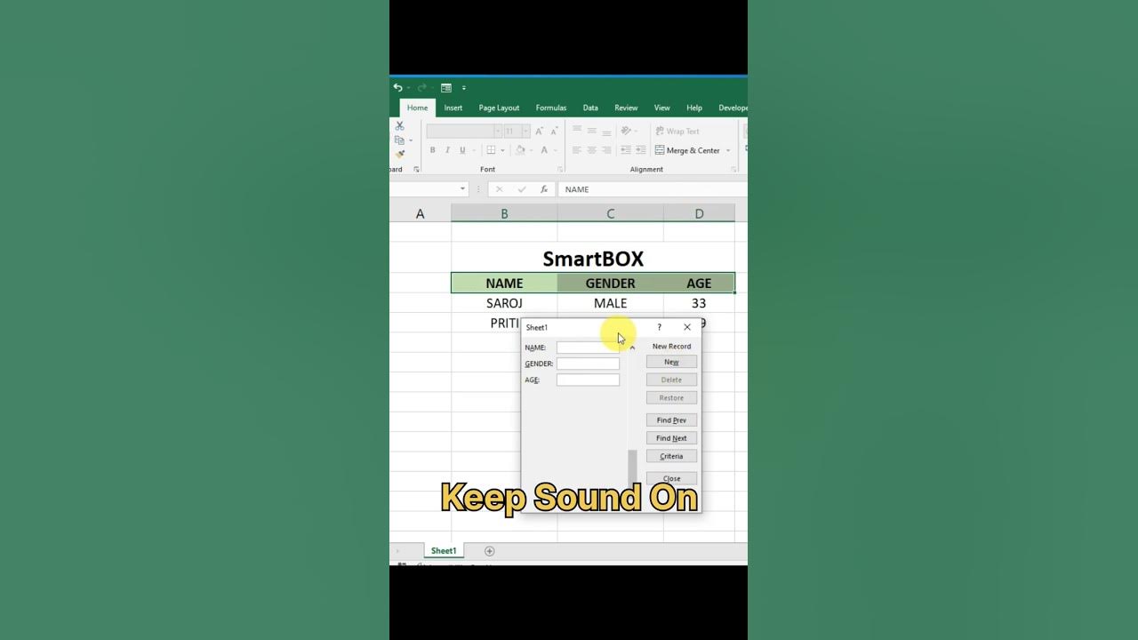 Data Entry Form Creation Excelvideo Exceltools Excelshorts Youtubeshorts Youtube