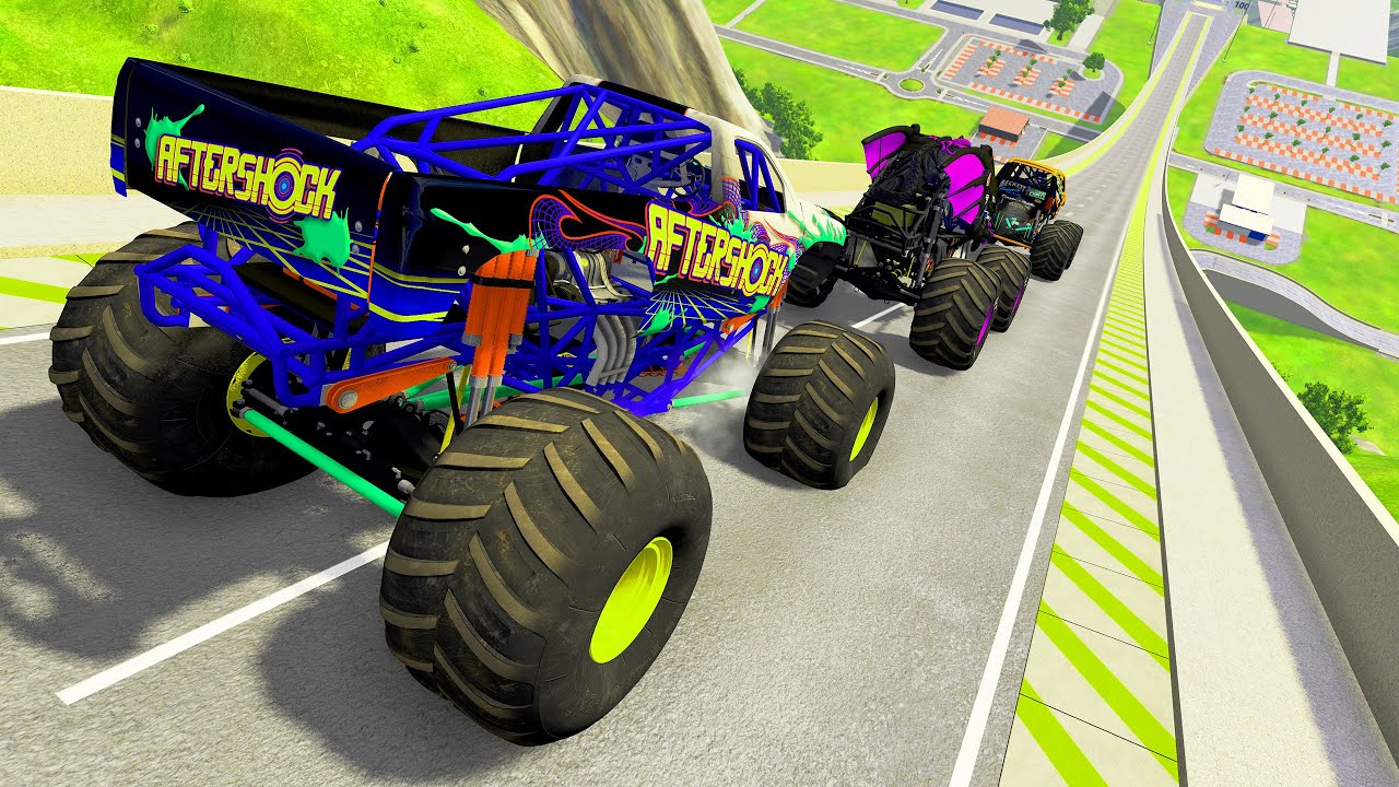 HT Gameplay # 22 | Monster Trucks vs Big Cars Crash Speed Bumps Epic ...