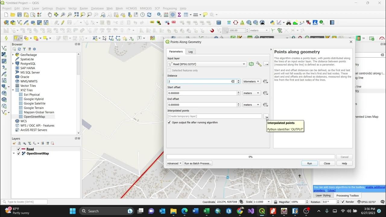 Converting line vector to points along geometry using QGIS - YouTube
