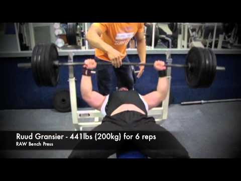 Ruud Gransier - RAW Bench Press - 441lbs (200kg) for 6 reps - YouTube