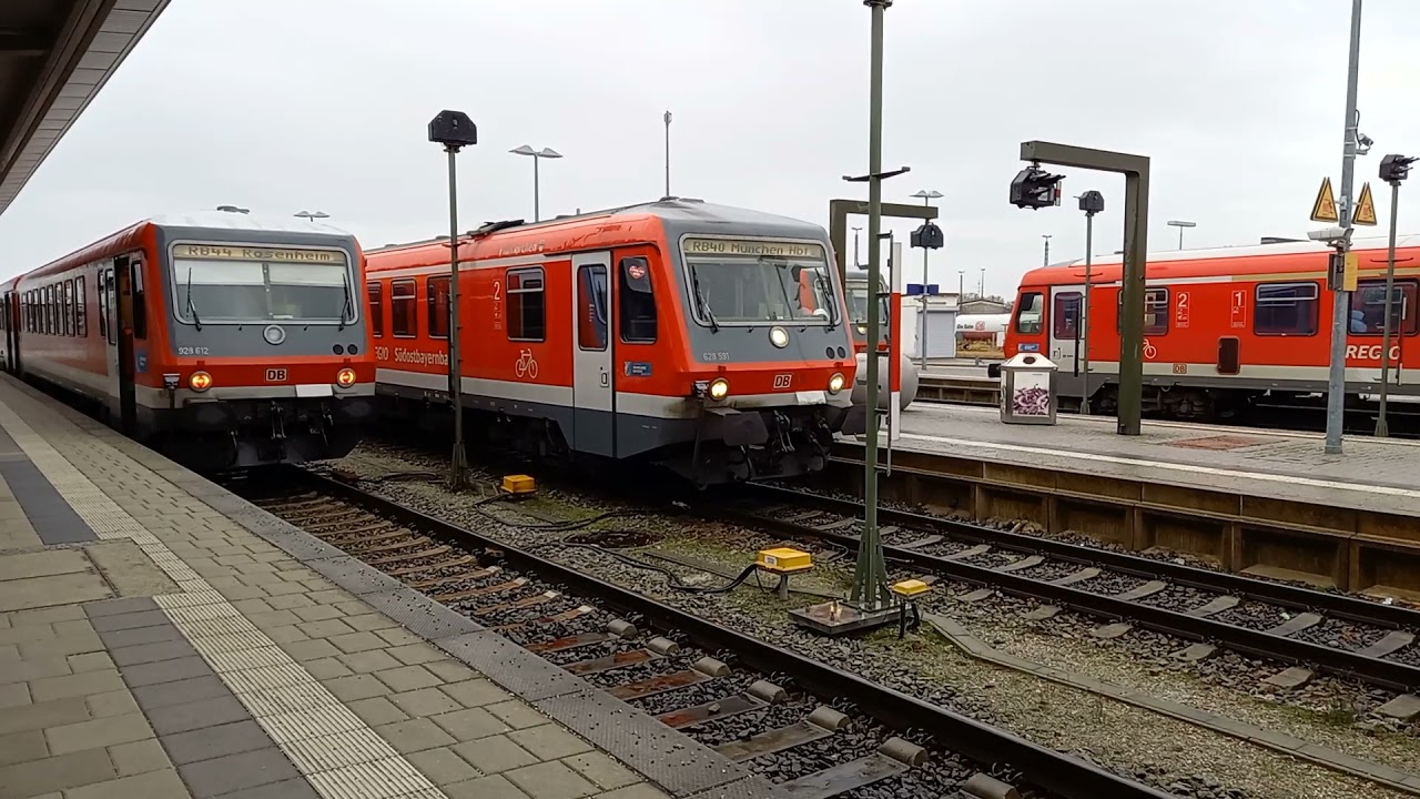 Bahnhof Mühldorf(Oberbayern) mit BR 628, BR 218, LINT, DoStos - YouTube