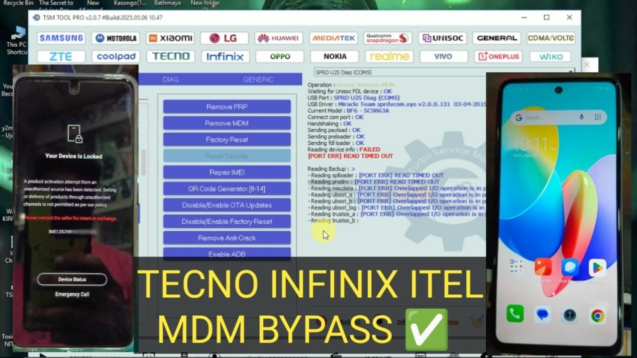 REMOVE MDM LOCK BYPASS TECNO INFINIX ITEL SAMSUNG TSM TOOL - YouTube