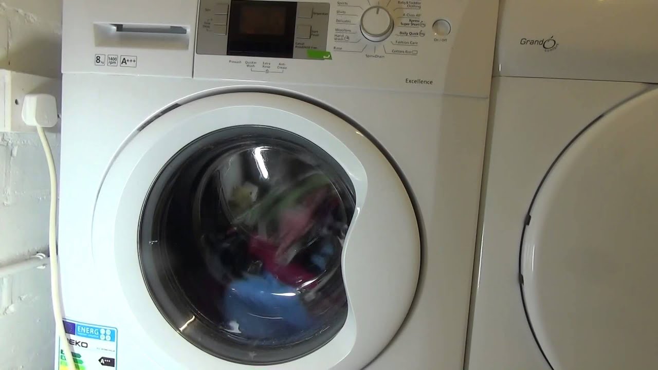 Beko Excellence WMB81445L Washing Machine : Cotton Fill and wash - YouTube