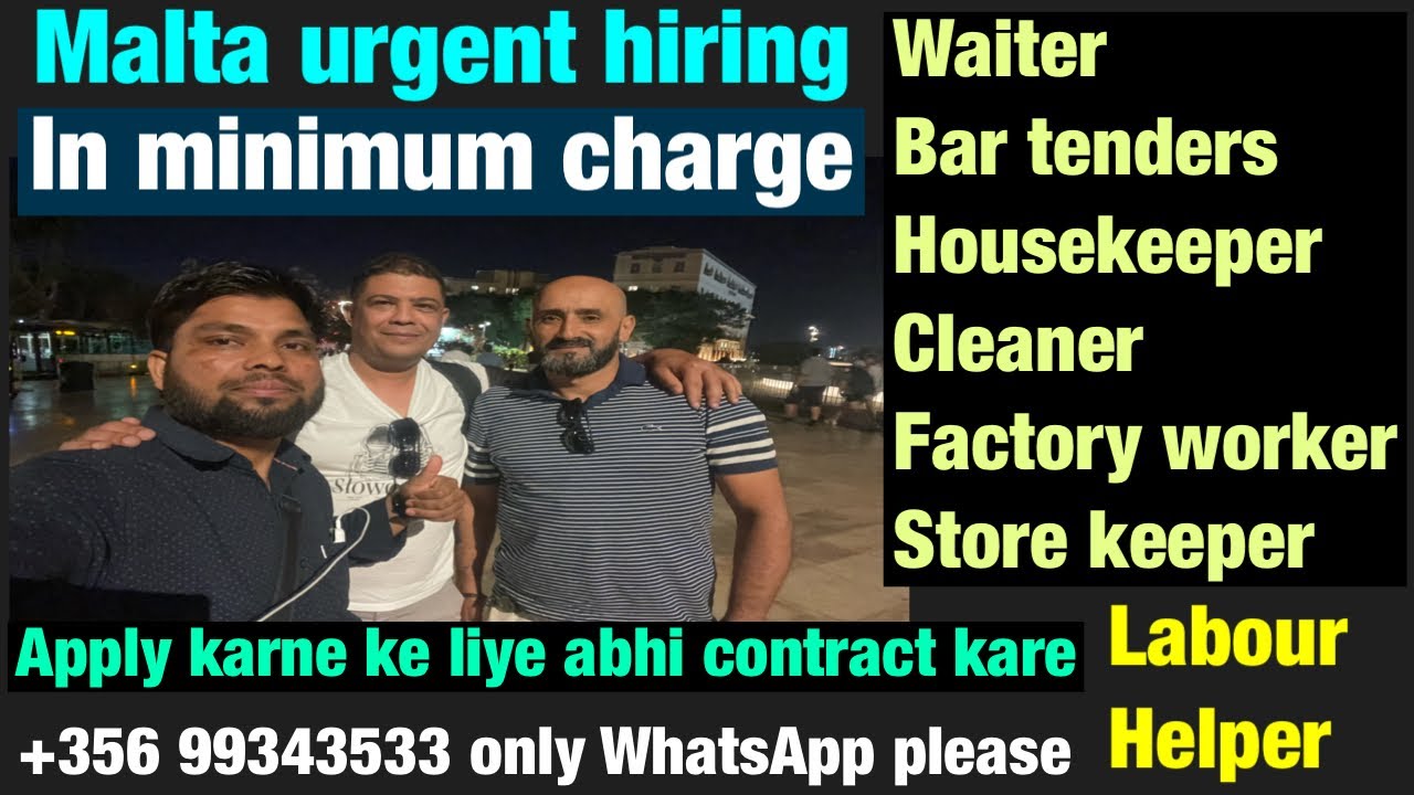 #Malta urgent vacancy#minimum charge# today apply next day interview# ...