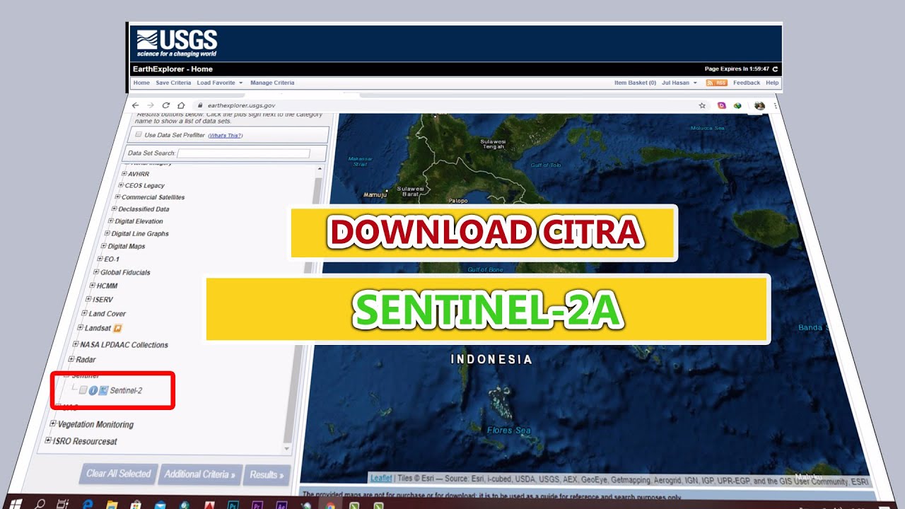 Tutorial download citra Sentinel-2A di USGS - YouTube