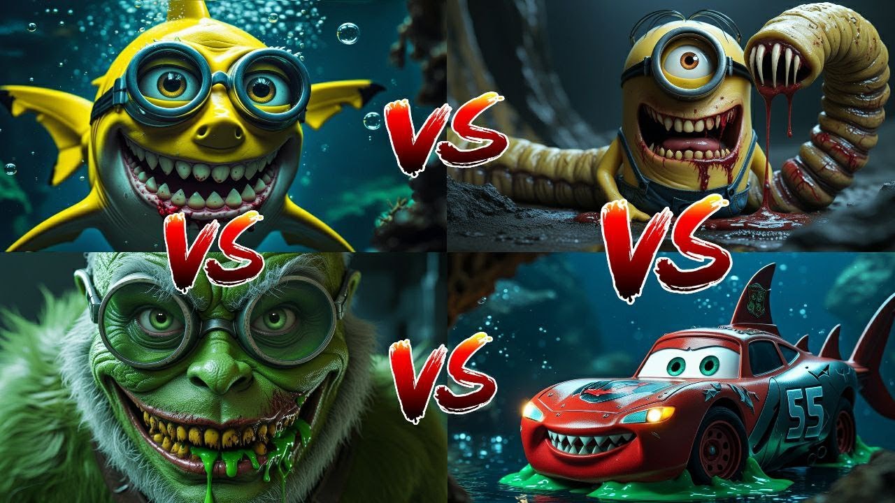 Epic Battle Shark 🦈 Grinch 🟢 Minion`s 🟡 & McQueen 🚗 in Tiles Hop - YouTube