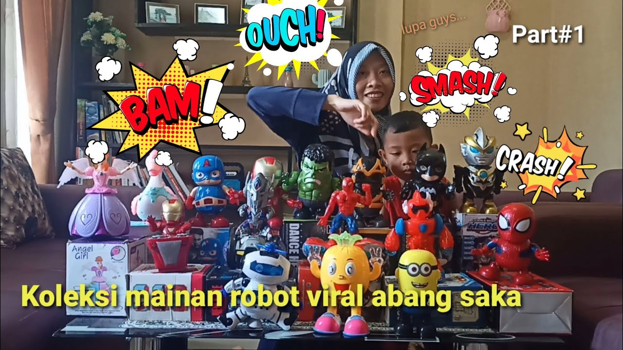 Koleksi mainan robot viral abang saka - YouTube