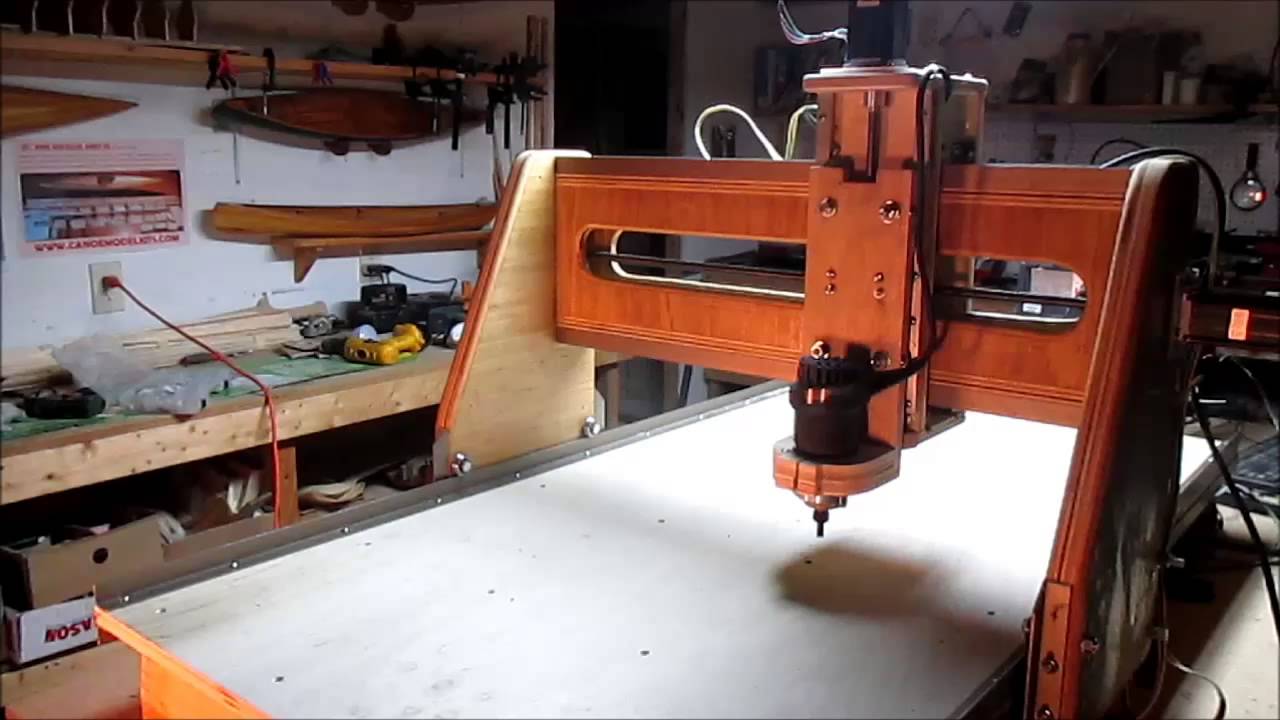 First test run of home built CNC router www.canoemodelkits.com - YouTube