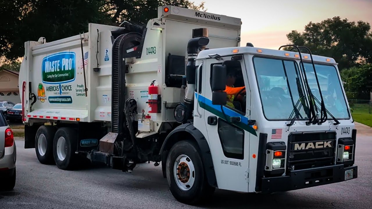 Waste Pro | Mack LR - McNeilus ZR (Zero Radius) Side Loader - YouTube