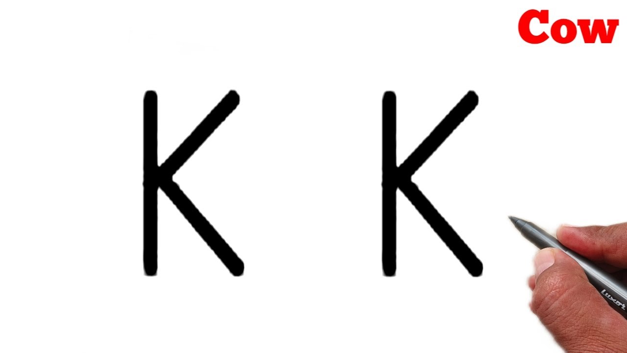How to draw cow from letter KK | easy cow drawing for beginners | cow ...