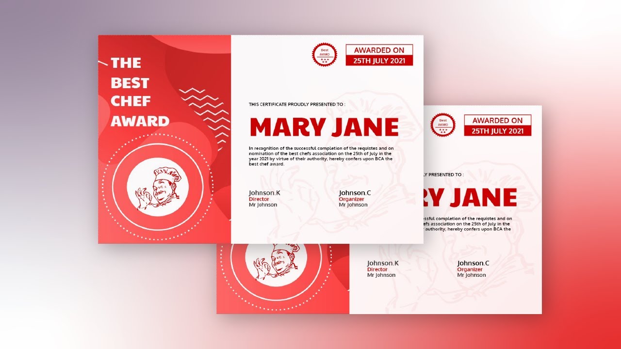 Design A Great Chef Award Certificate Of Achievement - YouTube