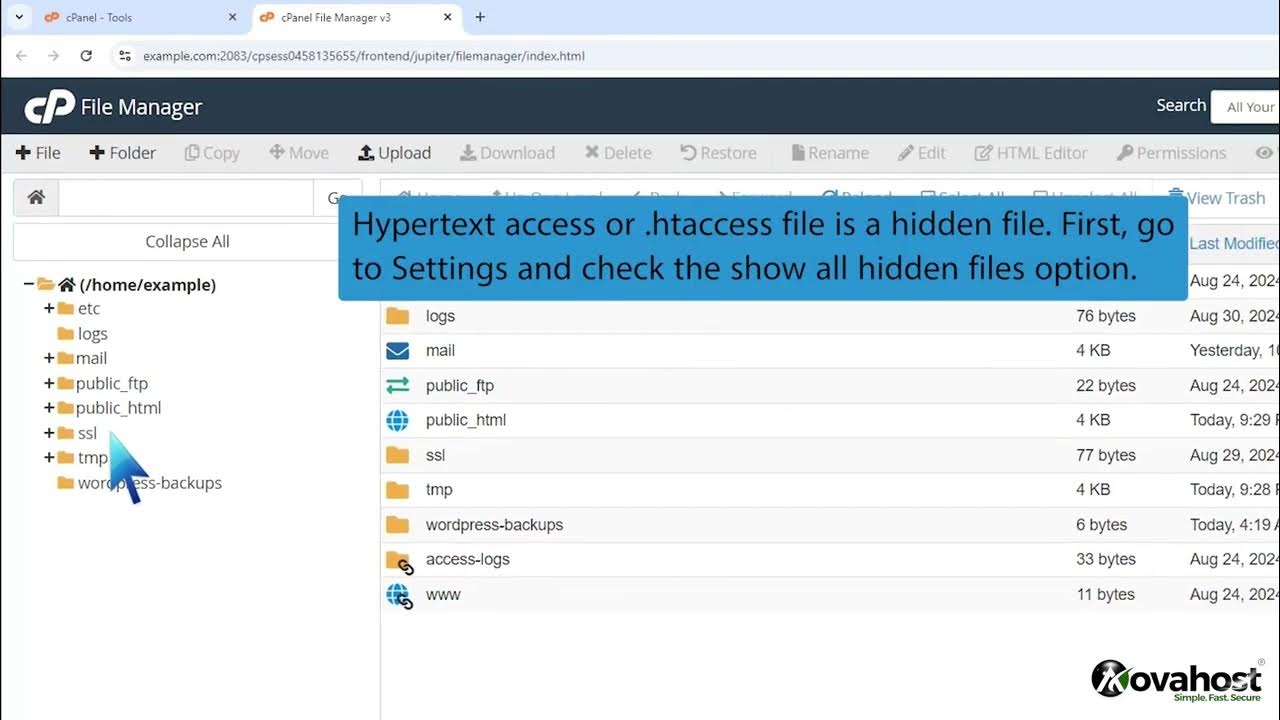 How to edit htHypertext access file through cPanel File manager with Novahost - YouTube