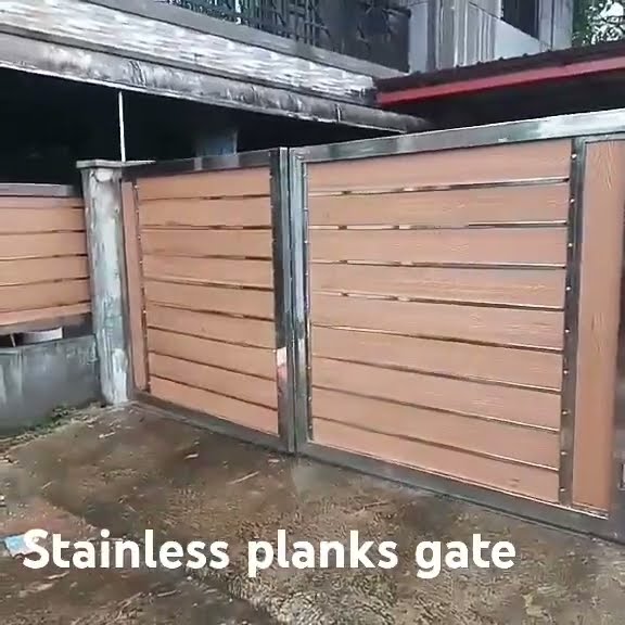 Stainless frame and planks gate. - YouTube