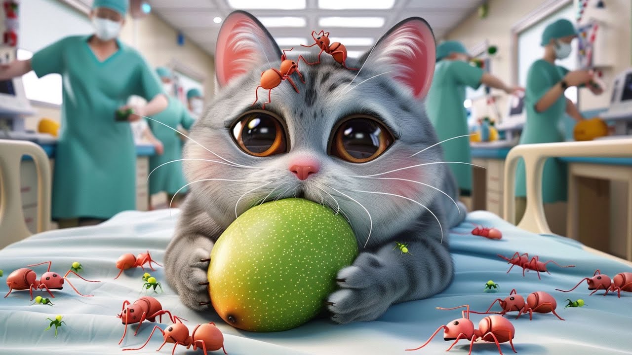 Enjoy Mangoes Safely 🐱🥭🐜 Panic Attack From Ants 😱 #cat #aicat #cutecat ...
