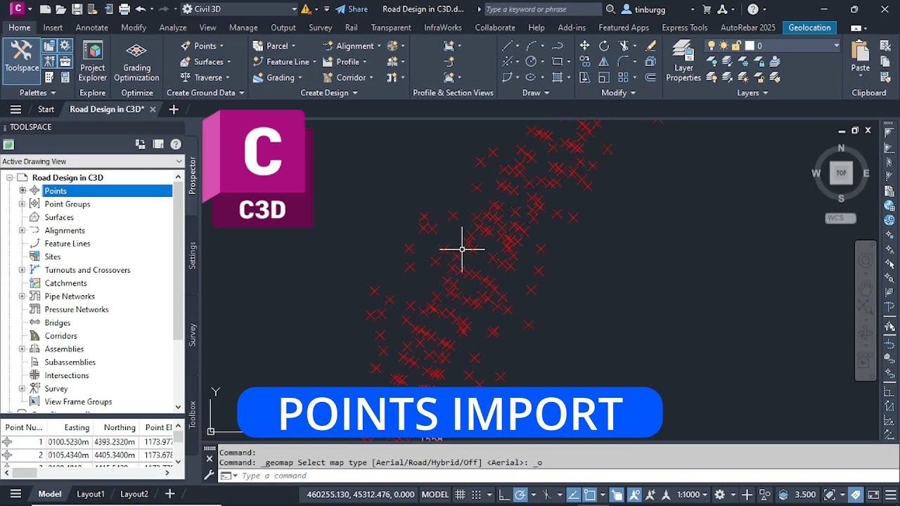 Road Design in Civil 3D - Part 3: Importing Survey Points - YouTube