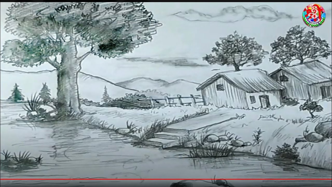 How to draw a Beautiful Landscape with step by step || LANDSCAPE ...