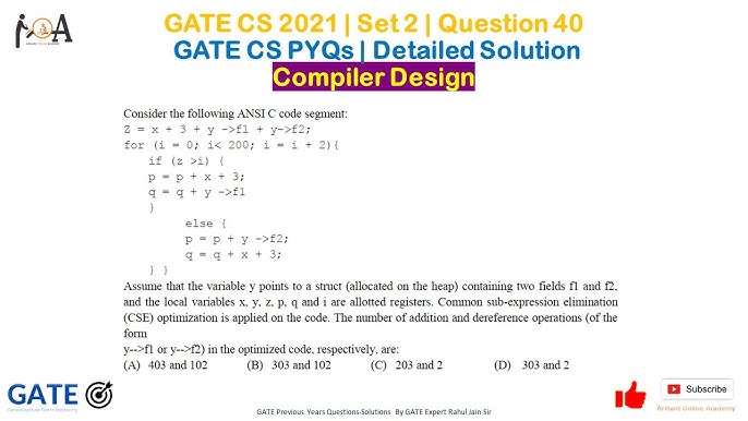GATE 2021 CS SET1 Consider The Following ANSI C [C , 42% OFF
