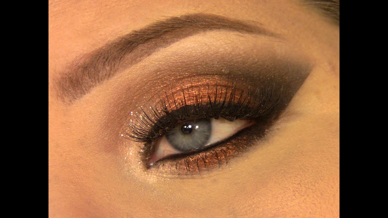 TUTORIAL: Copper smokey eye W/GLITTER - YouTube