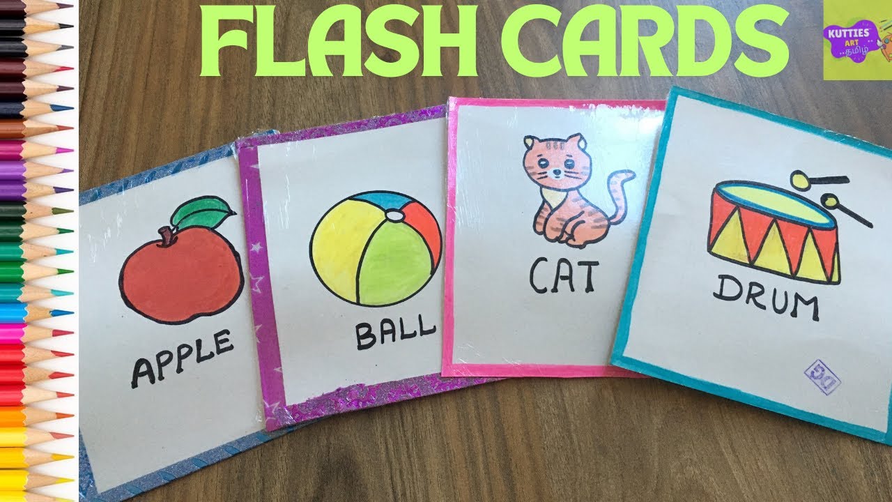 Flash cards வீட்டிலேயே செய்யலாம்/ homemade flash cards for kids/ kids ...