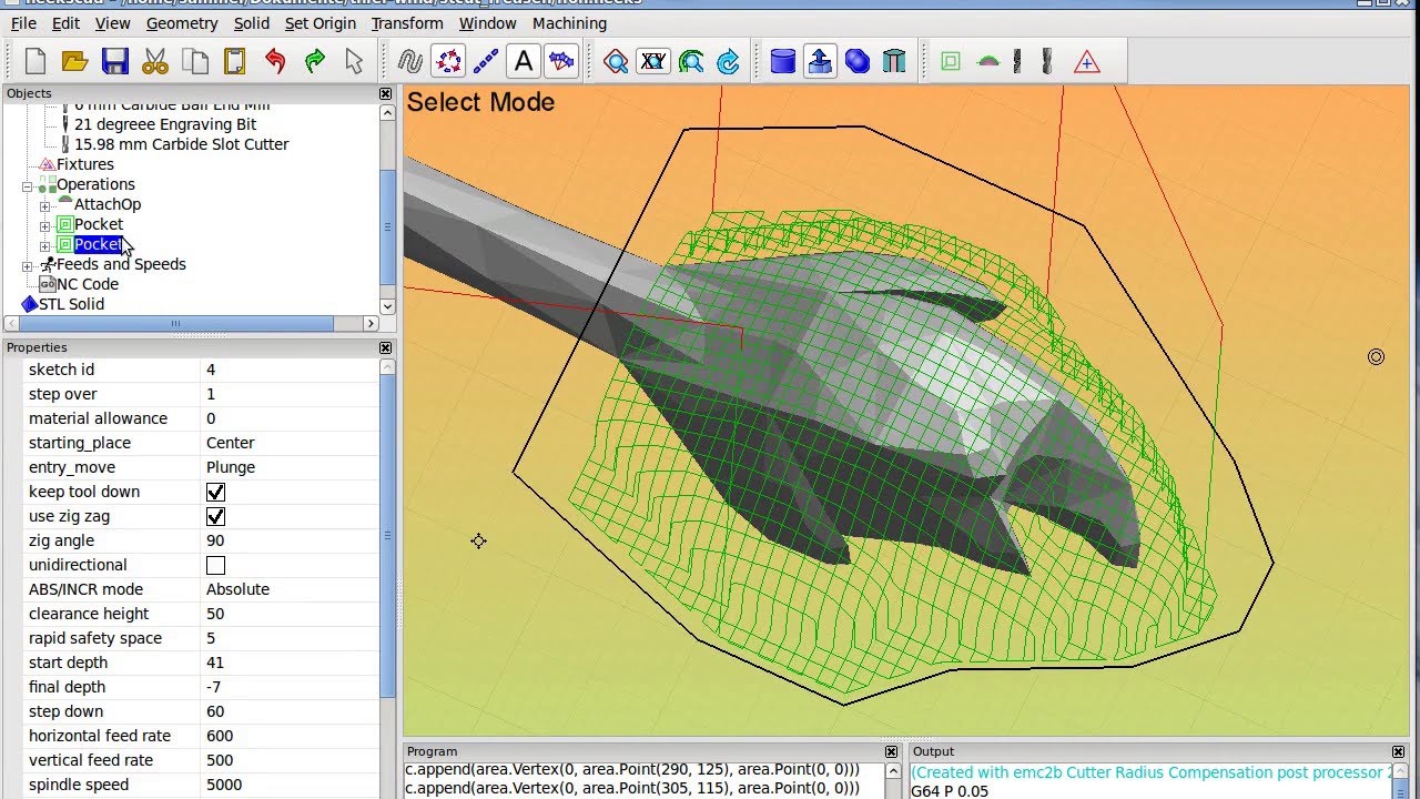 HeeksCAD/CNC 3D Adaptiv STL Milling - YouTube