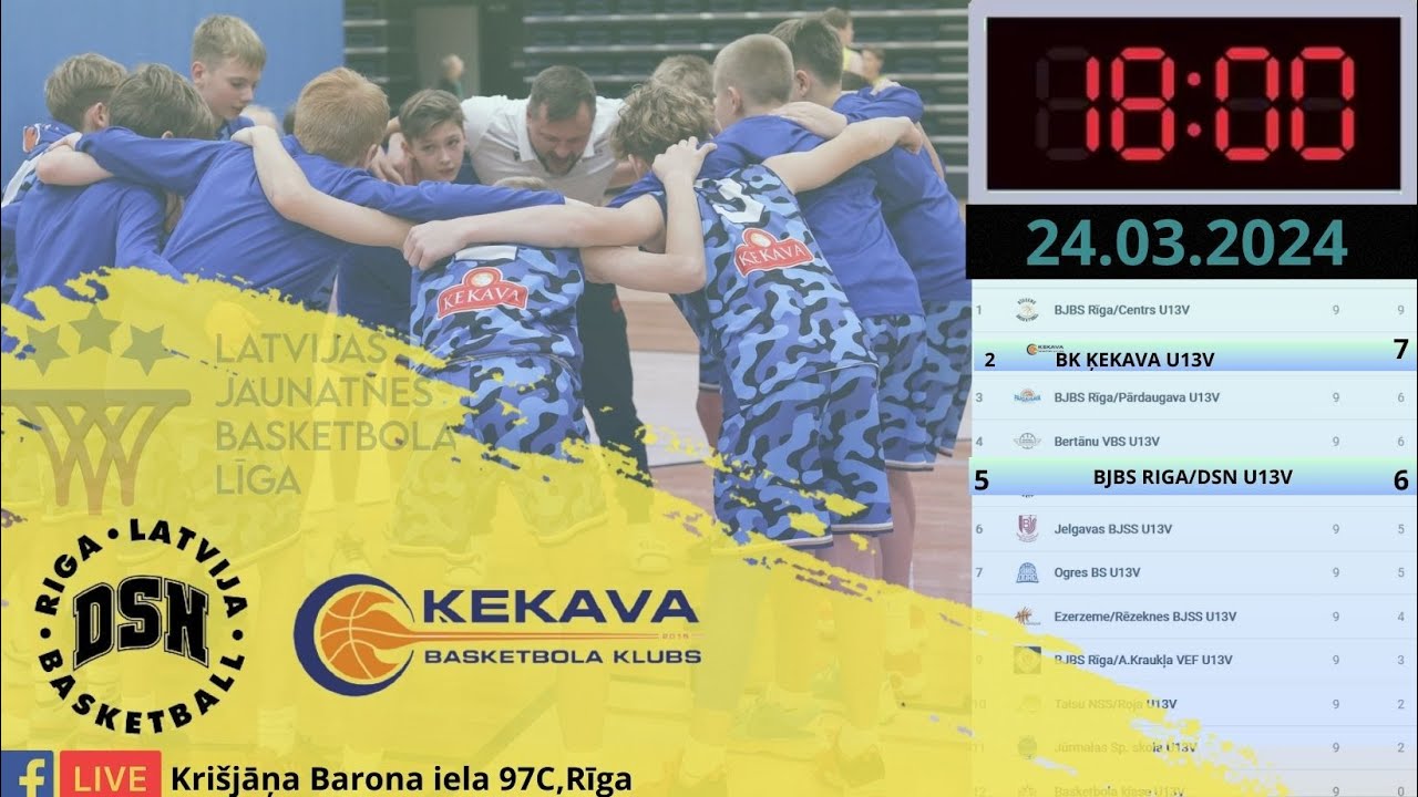LJBL U13 / 2024 (2011) BJBS RIGA/DSN - BK ĶEKAVA - YouTube