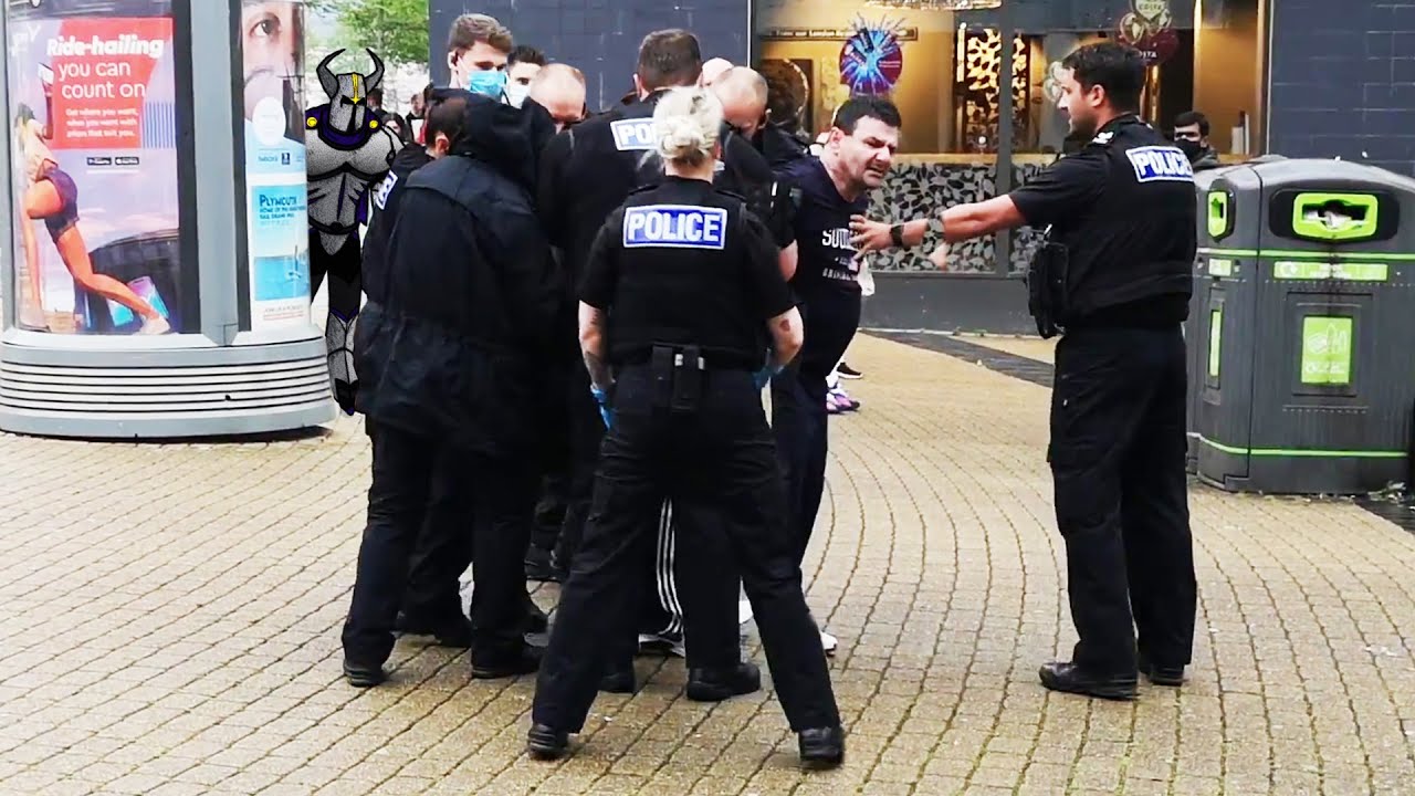 Angry Brit wants to Take 'em All On! Instead, he's arrested - YouTube