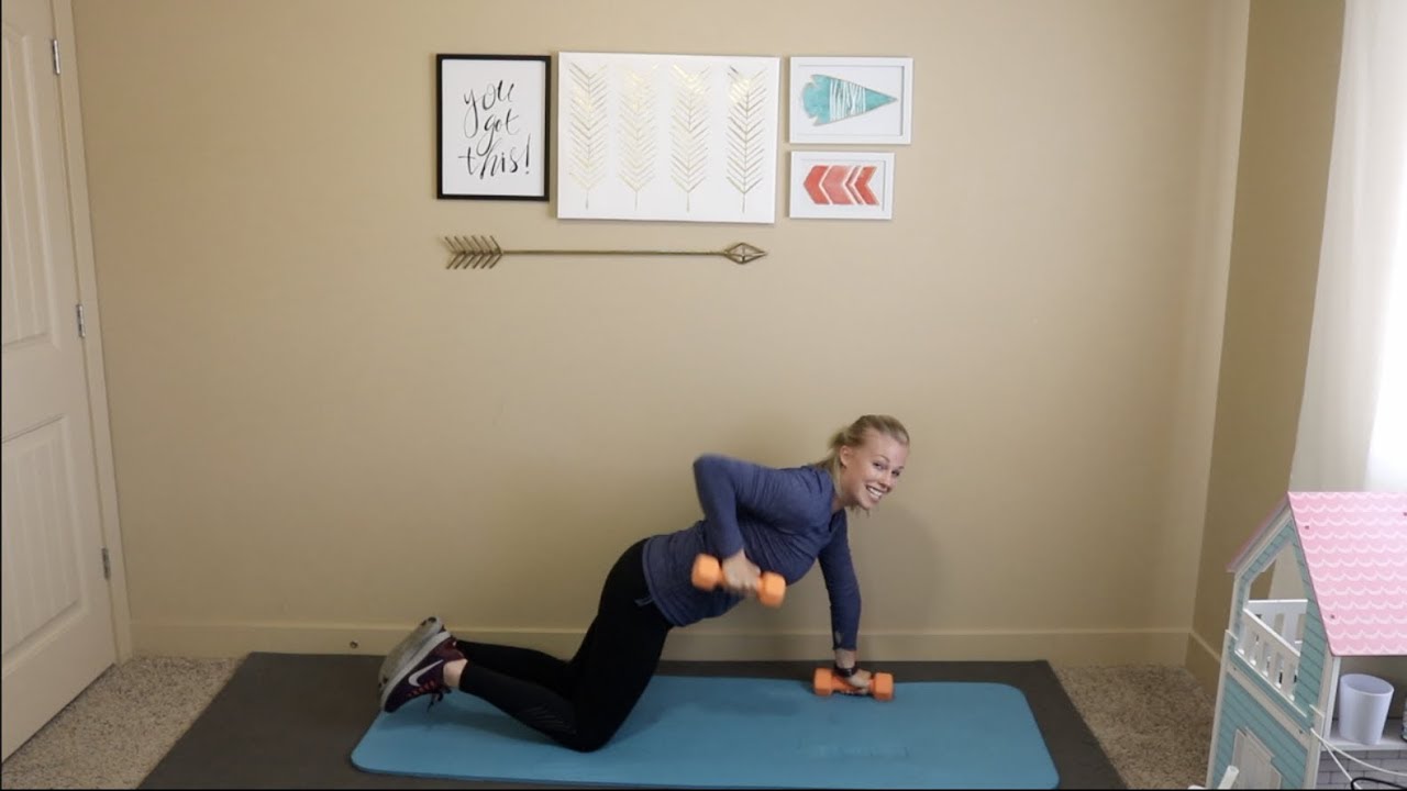 Postnatal Workout #3: Arms and Abs with Burst of Cardio (Dumbbells ...
