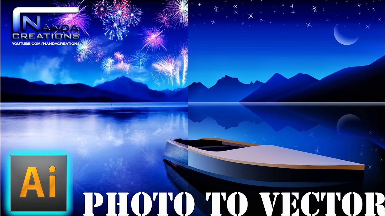 How to vectorize any photo using adobe illustrator 🌌 vector landscape ...