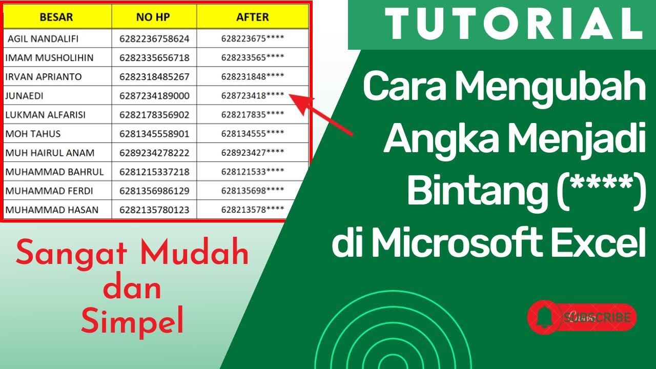 Cara Menyembunyikan Empat Digit Angka Terakhir di Microsoft Excel - YouTube